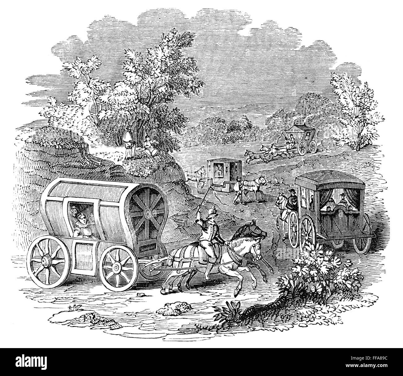 STAGECOACH, 16th CENTURY. /nCoaches and horse-sedans of England in the ...