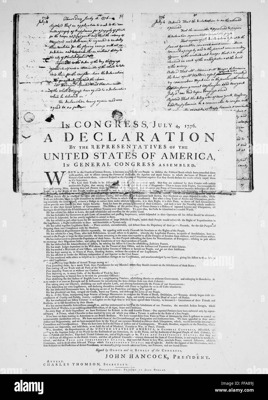 DECLARATION OF INDEPENDENCE/nThe first printing of the Declaration of ...