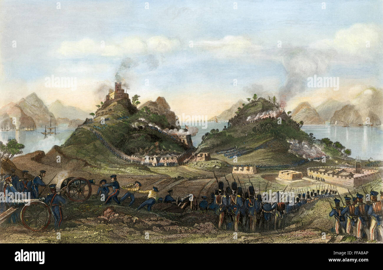 FIRST OPIUM WAR, 1841. /nThe British attack on and capture of Chuenpee ...