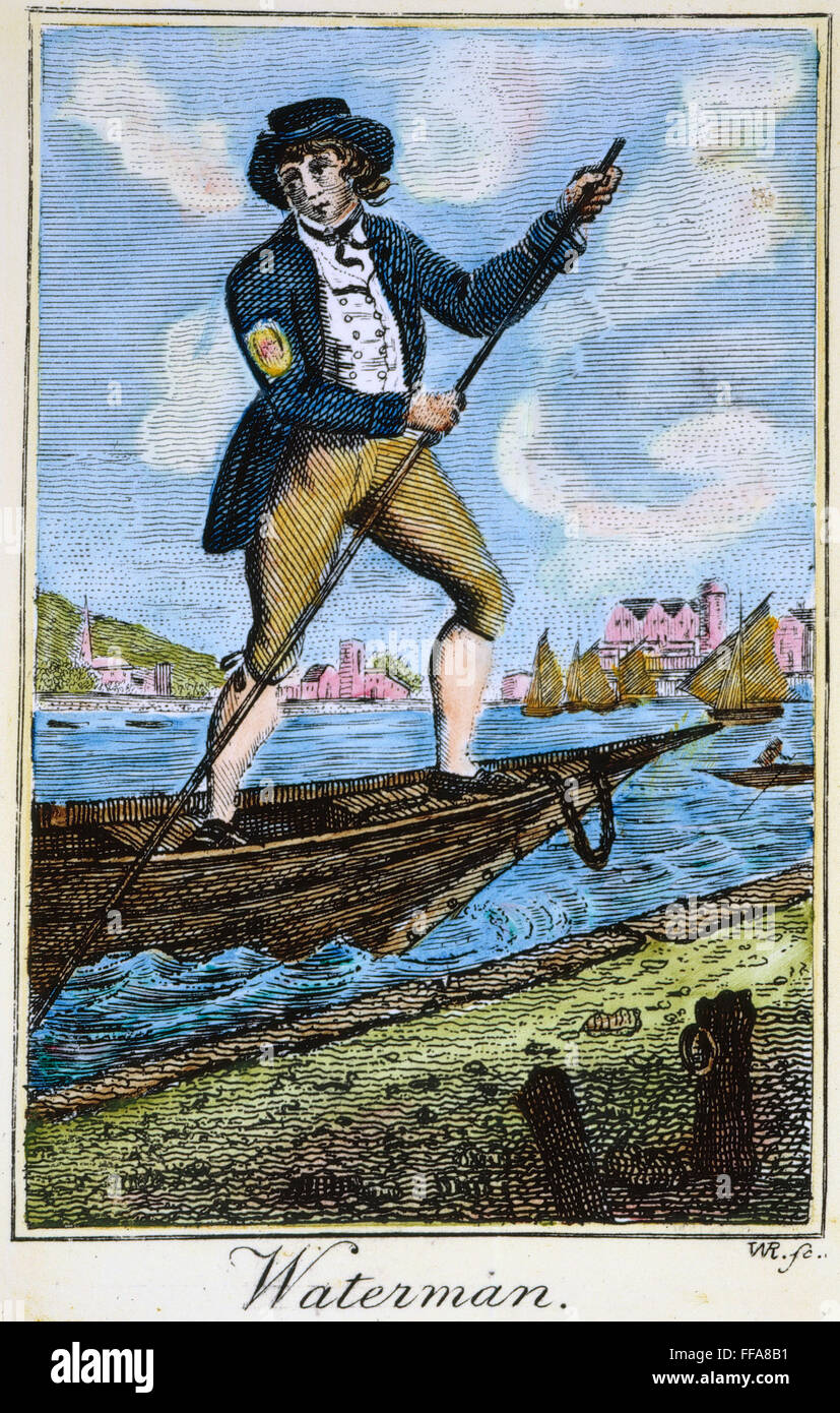 COLONIAL WATERMAN, 18th C. /nA colonial American waterman. Line ...