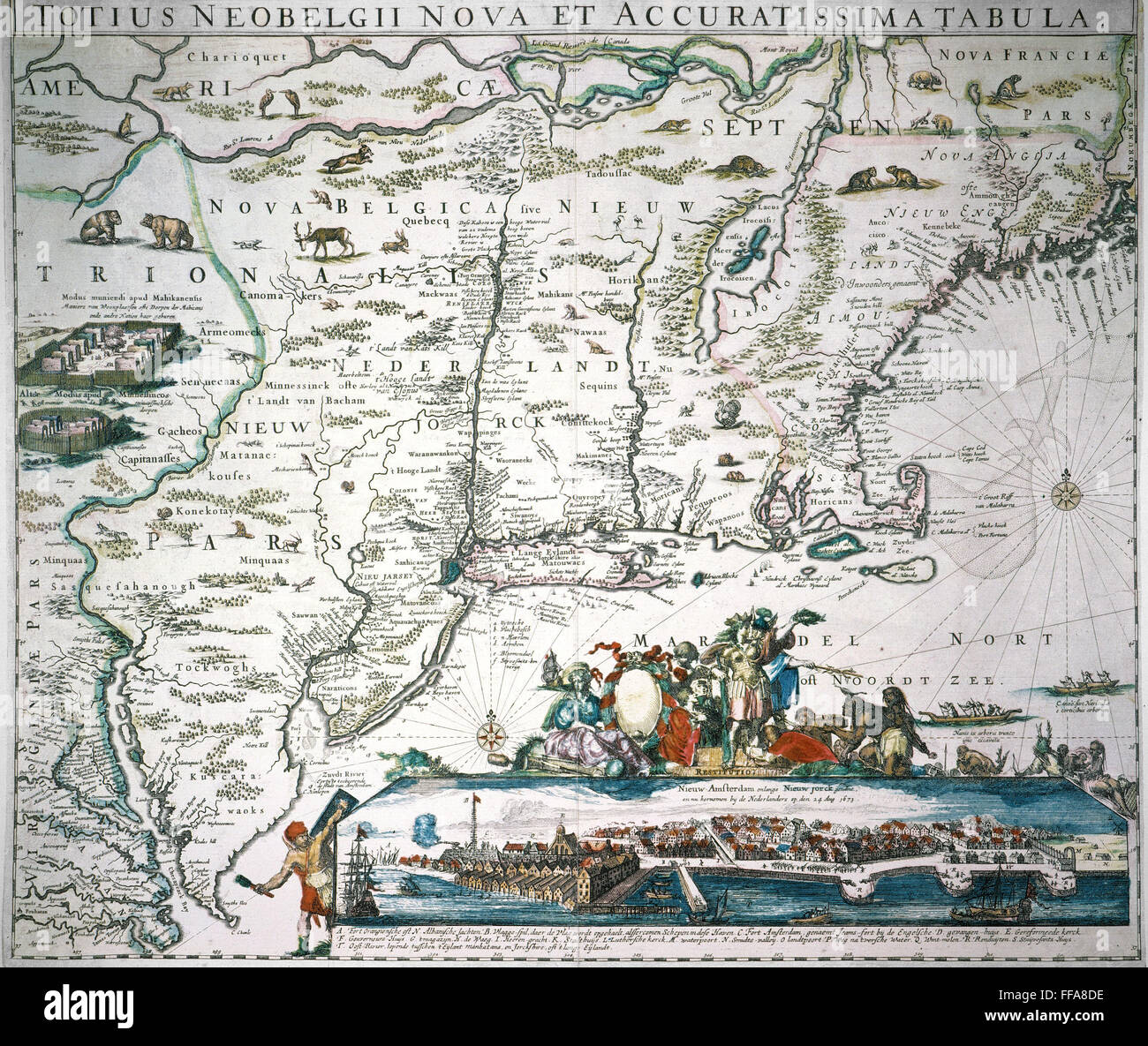 NEW NETHERLAND MAP. /nHugo Allard's "New and Exact Map of All New ...