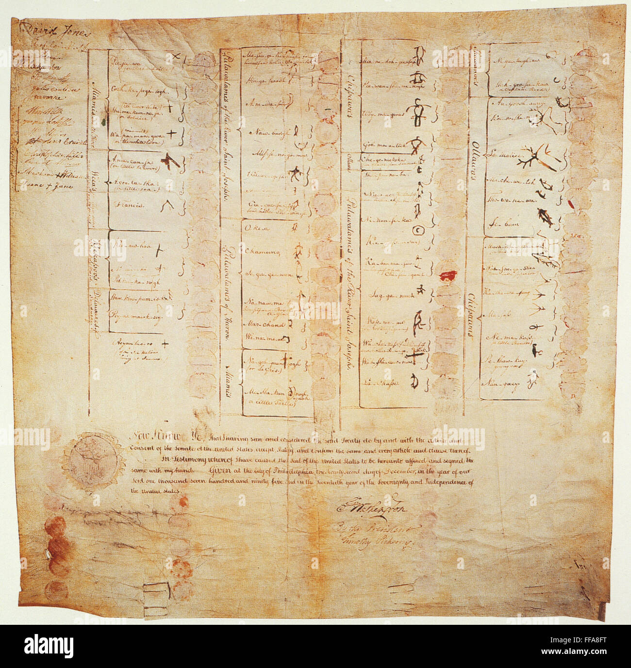 GREENVILLE TREATY, 1795. /nThe signature marks of some of the 1,100 ...