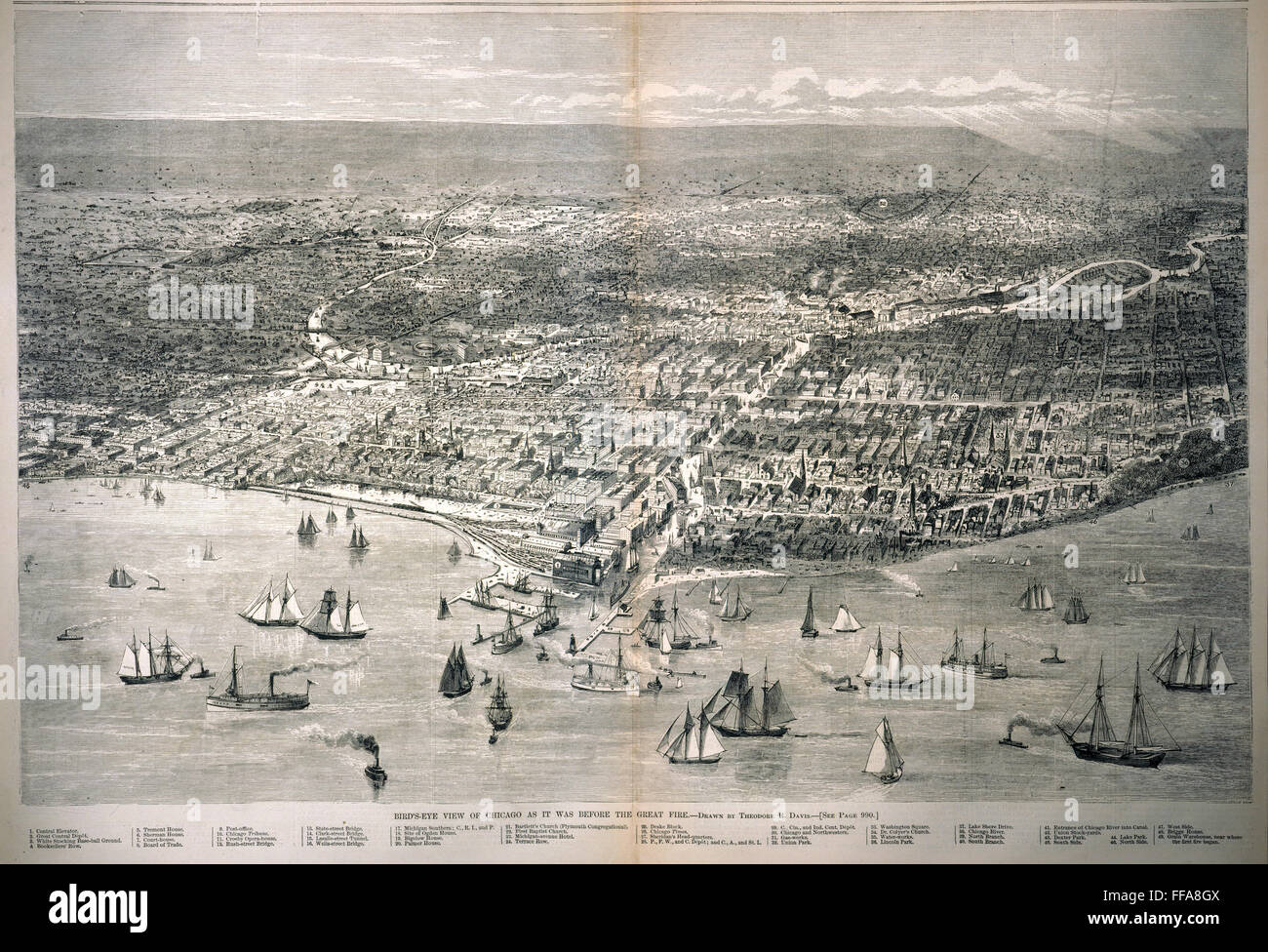 CHICAGO, 1871. /nA panoramic view of Chicago before the Great Fire of 8 ...