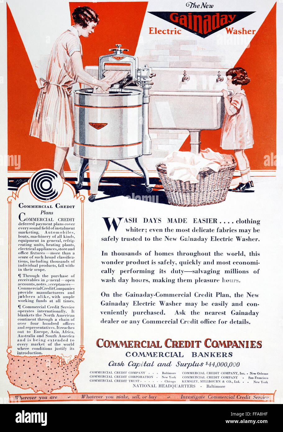 ADVERTISEMENT: WASHER. /nAmerican magazine advertisement, 1929 Stock ...