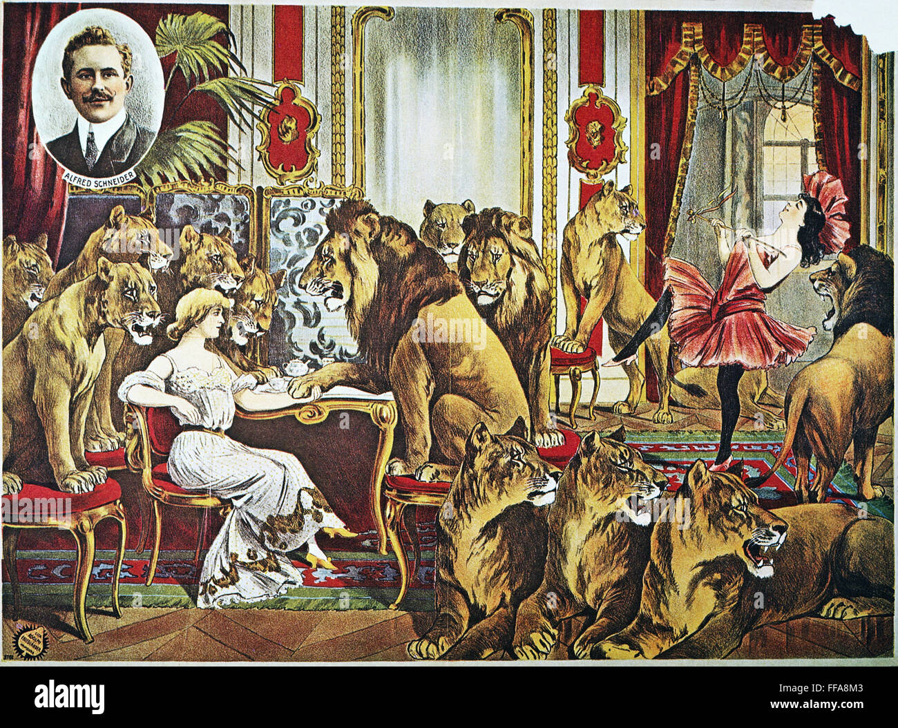 GERMAN CIRCUS POSTER. /nLion tamer Alfred Schneider on a German circus ...