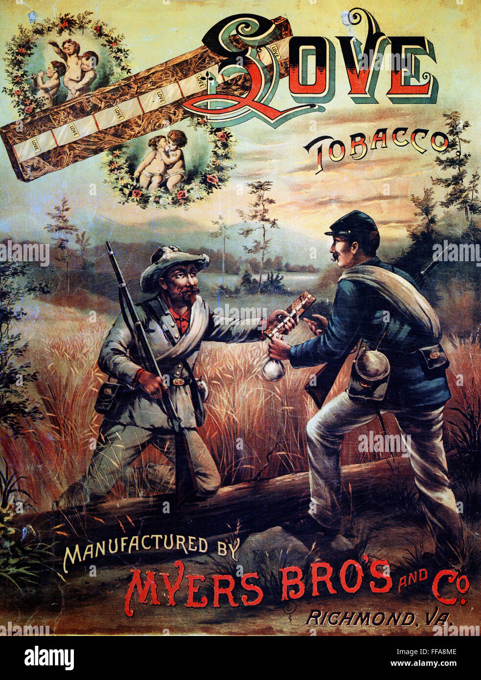 TOBACCO AD, c1867. /nPoster, c 1867, for Love Chewing Tobacco showing a ...