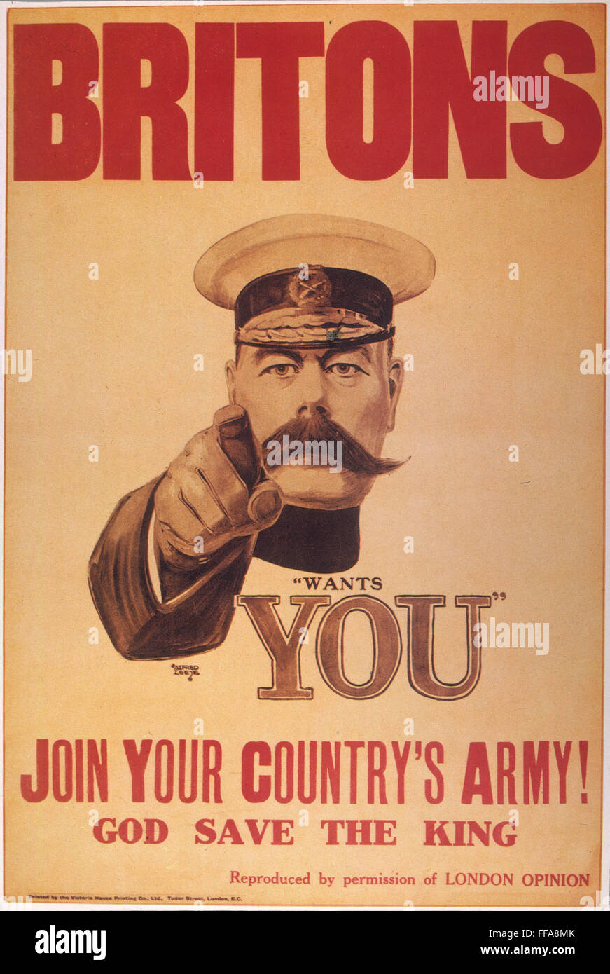 WORLD WAR I: POSTER, 1914. /nLord Horatio Herbert Kitchener on the ...