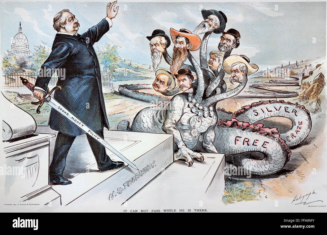 FREE SILVER CARTOON, 1895. /nAmerican cartoon, 1895, by Louis Dalrymple ...
