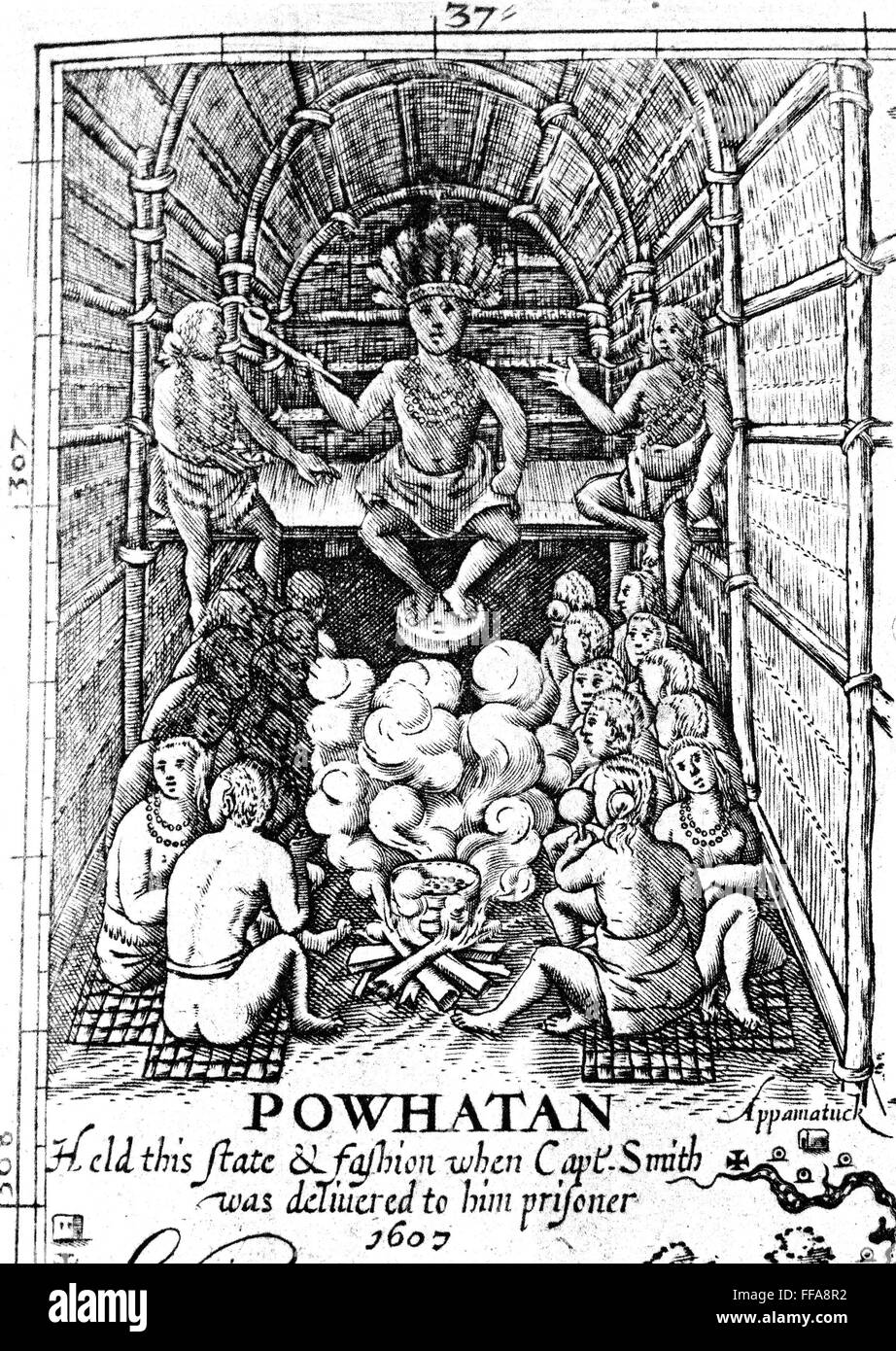 POWHATAN (1547-1618). /nNative American Chief. Chief Powhatan in state ...