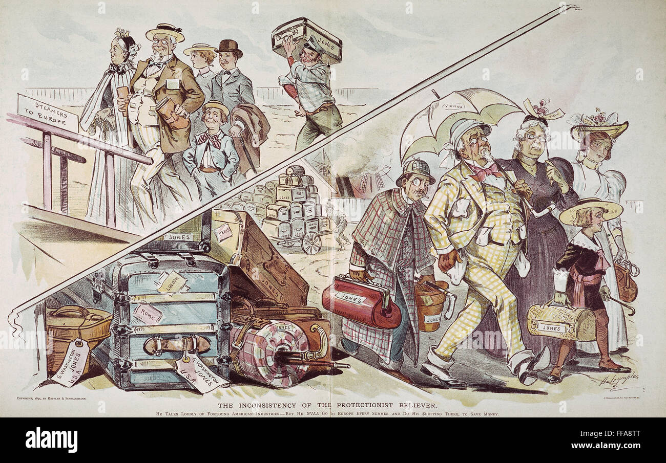 TARIFF CARTOON, 1895. /n"The Inconsistency of the Protectionist ...