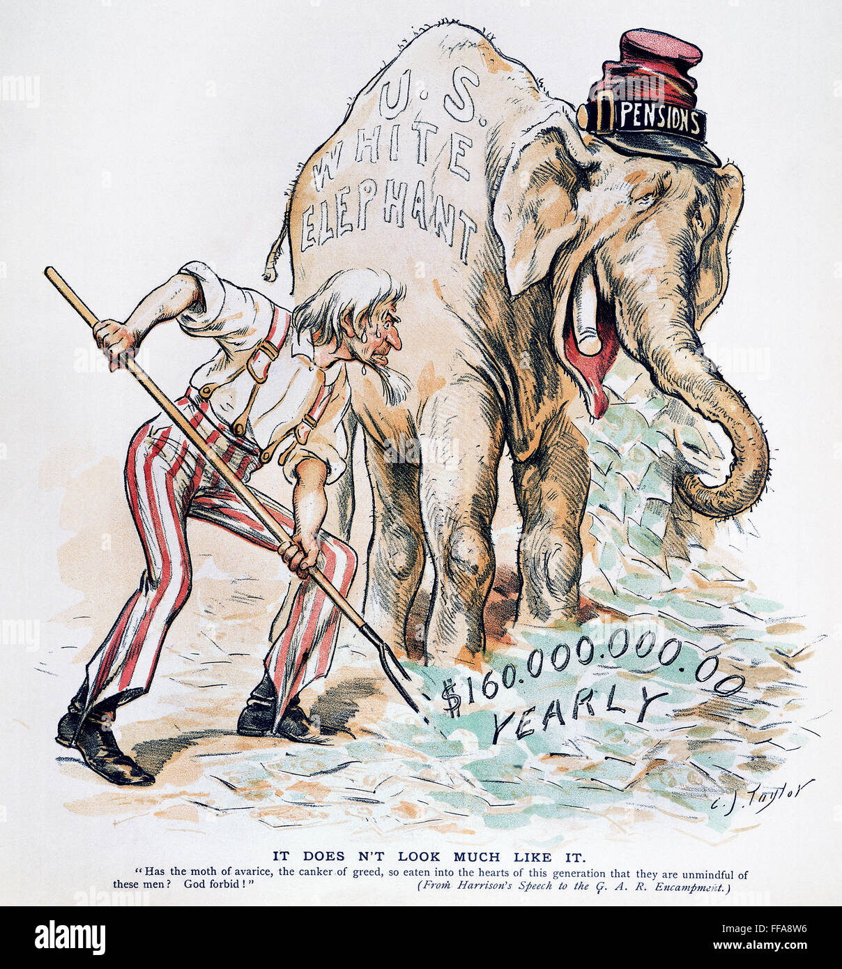 PENSION CARTOON, 1893. /nAn 1893 American cartoon by C. Jay Taylor on ...