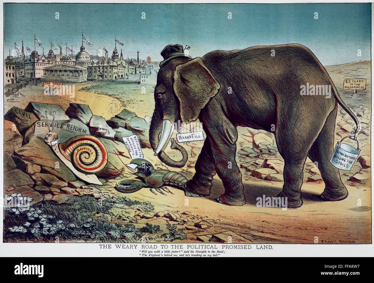 OFFICE SEEKERS 1885. /nAn 1885 American cartoon by Frank Beard showing ...