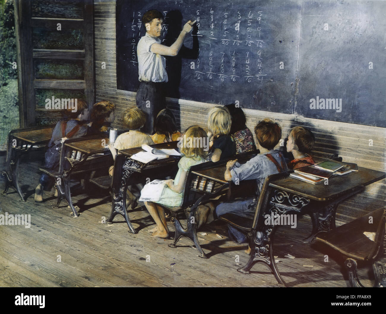 RURAL SCHOOL, 1930s. /nIn the American South in the 1930s: oil over a ...