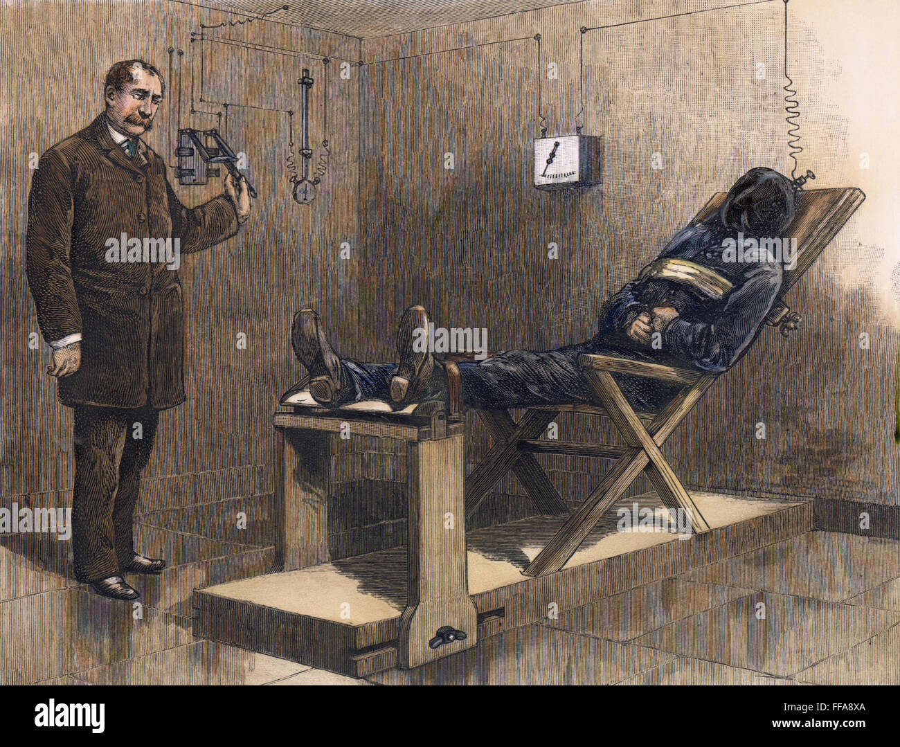 ELECTRIC CHAIR, 1890. /nA demonstration of the world's first electric ...