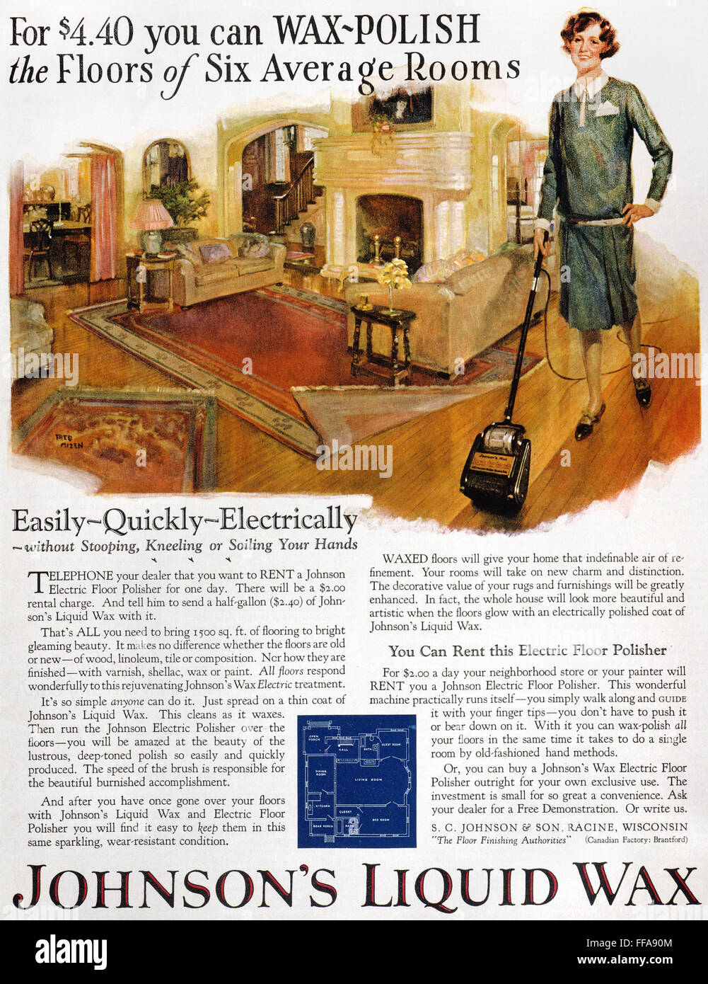 MAGAZINE ADVERTISEMENT. /nAdvertisement for Johnson's Electric Floor ...