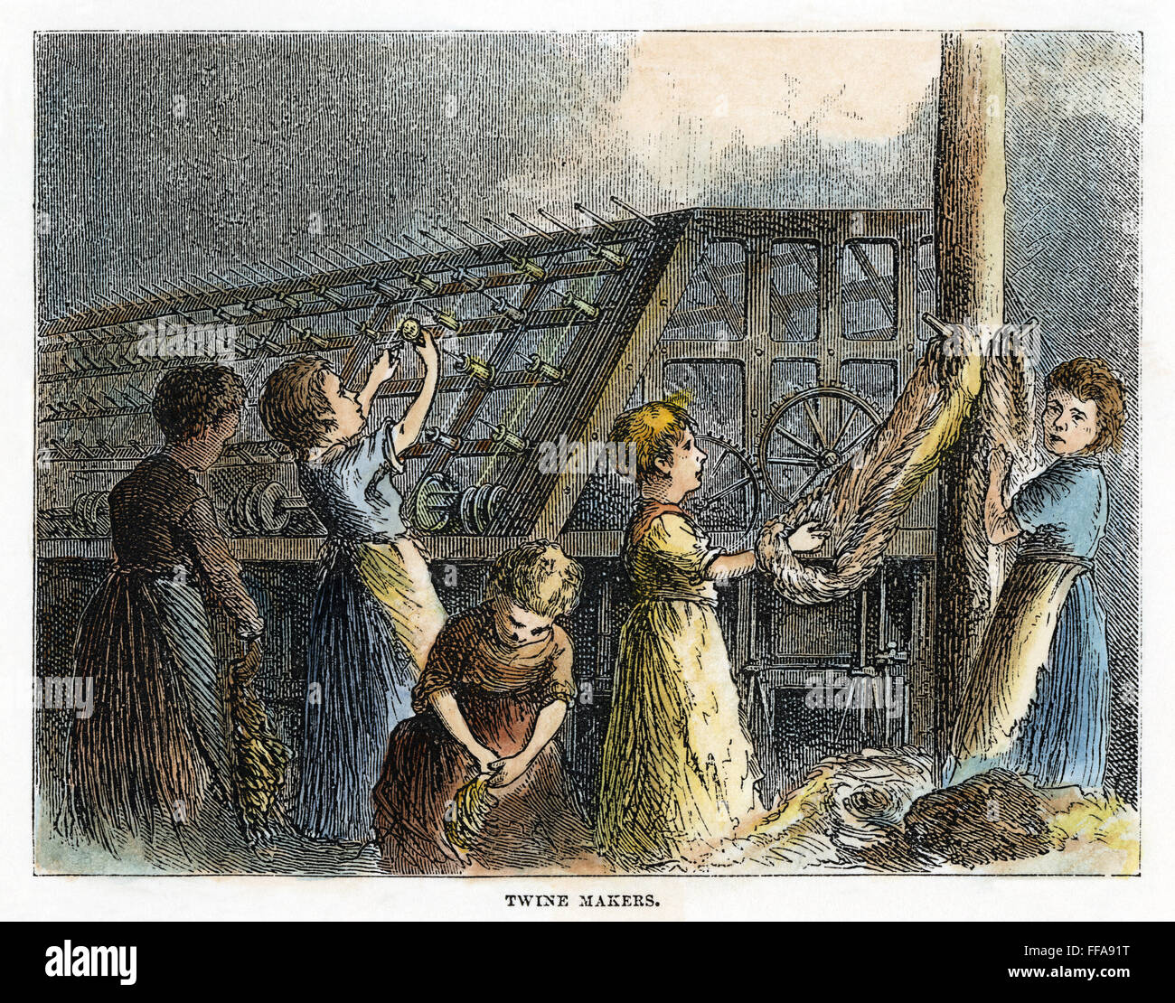 CHILD LABOR, 1873. /nChildren working in a New York City twine factory ...