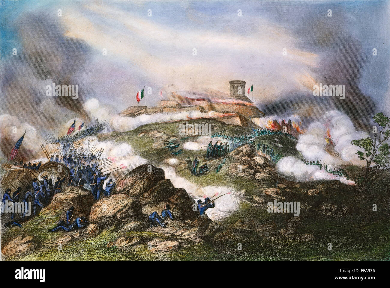 BATTLE OF CHAPULTEPEC, 1847. /nU.S. forces storming the palace of ...