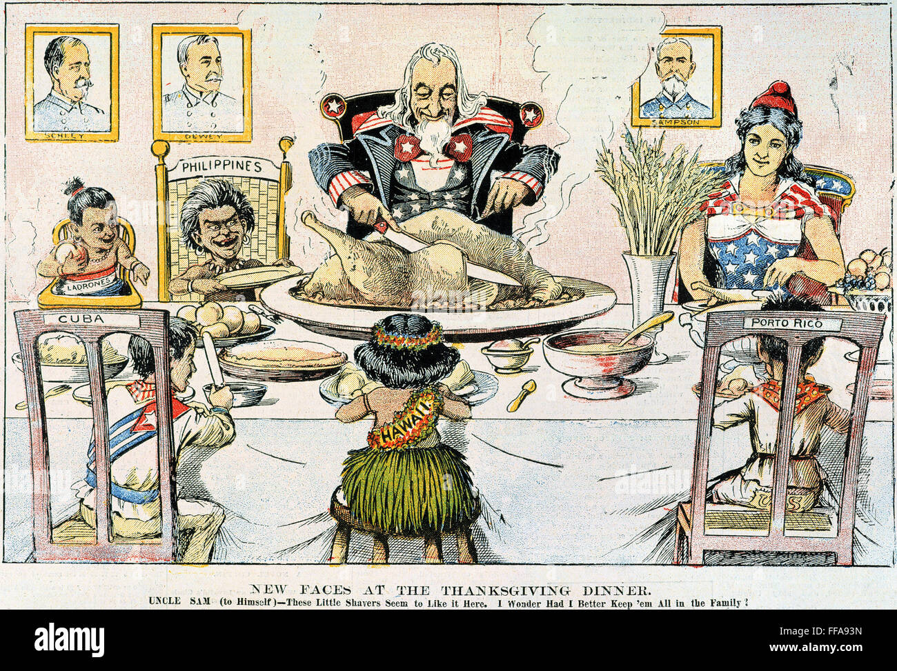THANKSGIVING CARTOON, 1898. /nNew Faces at the Thanksgiving Dinner ...
