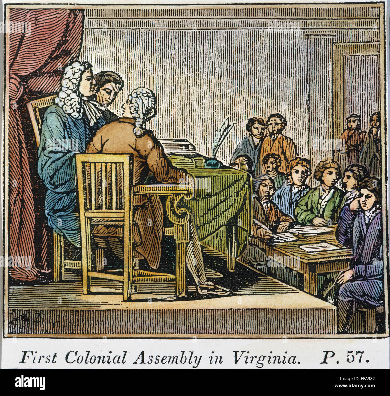 HOUSE OF BURGESSES, 1619. /nA representation of the first colonial ...