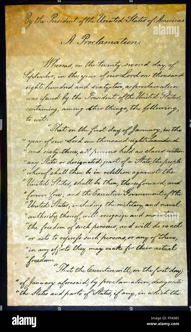 EMANCIPATION PROC., P. 1. /nAbraham Lincoln's holograph manuscript ...