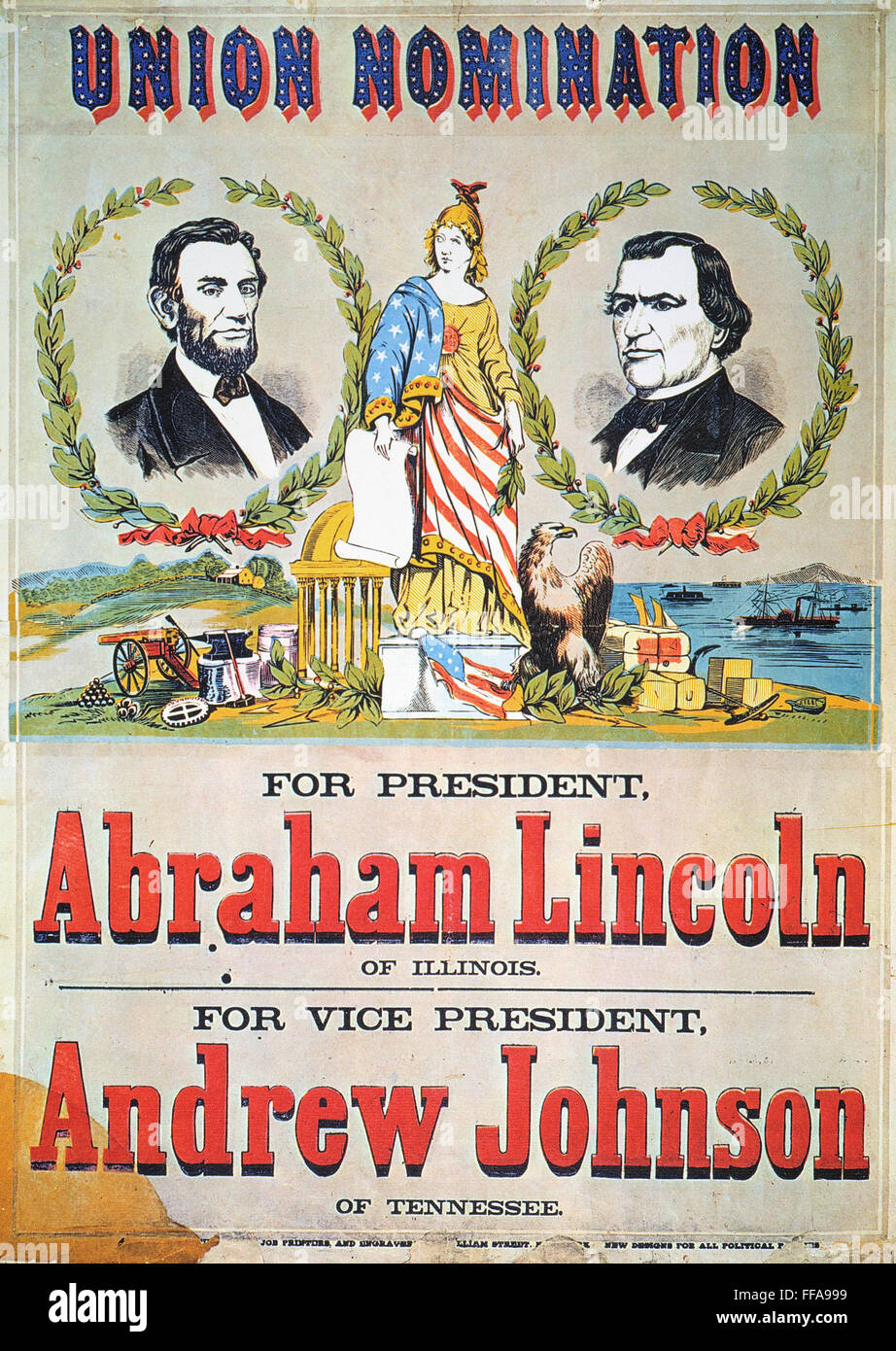 PRESIDENTIAL CAMPAIGN, 1864. /nAbraham Lincoln and Andrew Johnson as ...