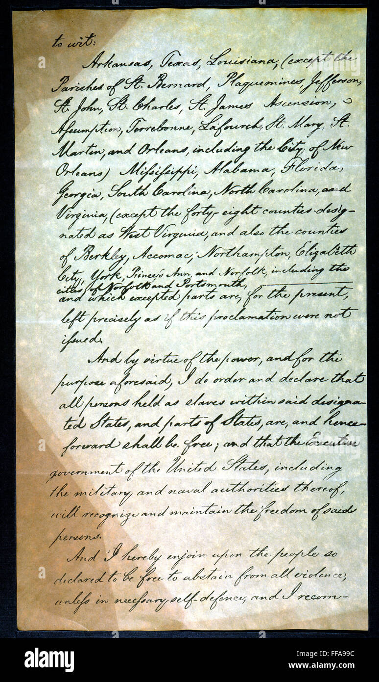 EMANCIPATION PROC., P. 3. /nAbraham Lincoln's holograph manuscript ...