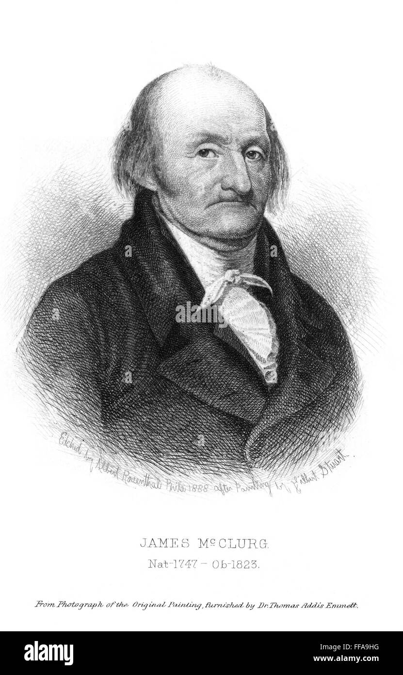 JAMES McCLURG (1747-1823)./nAmerican statesman. Etching, 1888, by ...