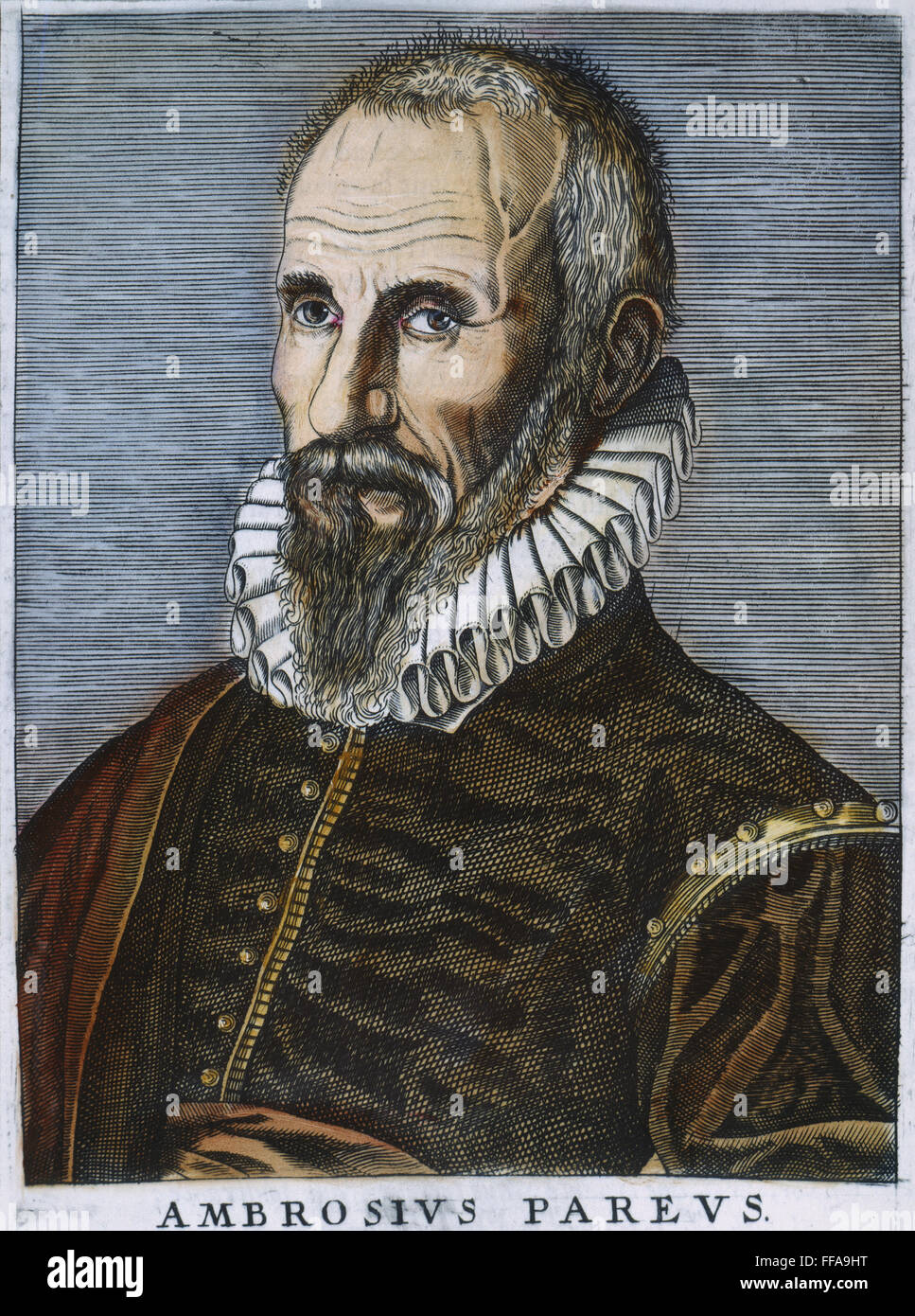 AMBROISE PARE (1517?-1590). /nFrench surgeon: line engraving, 1695 ...