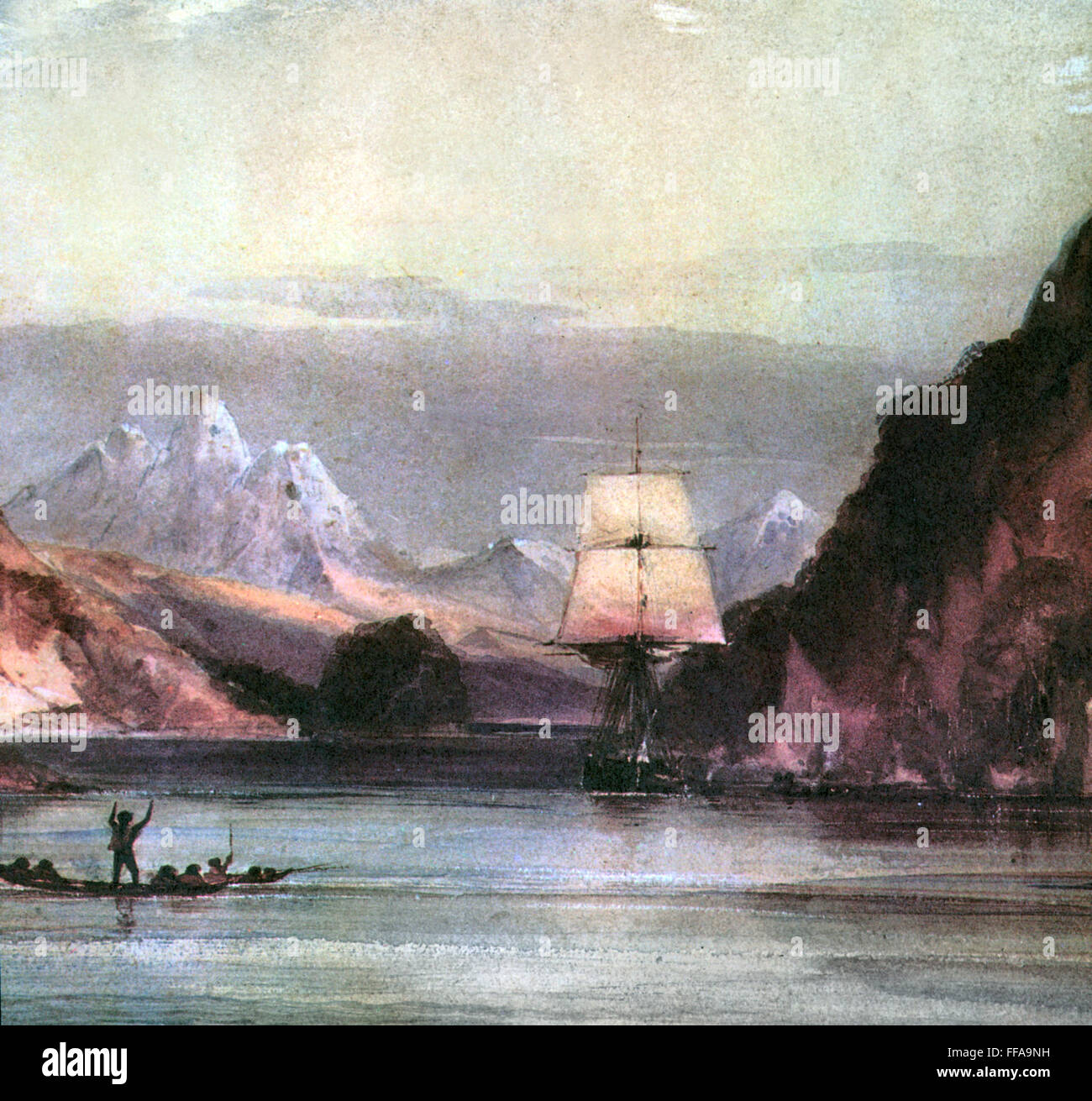 DARWIN: HMS BEAGLE. /nEnglish naturalist. Natives of Tierra del Fuego ...