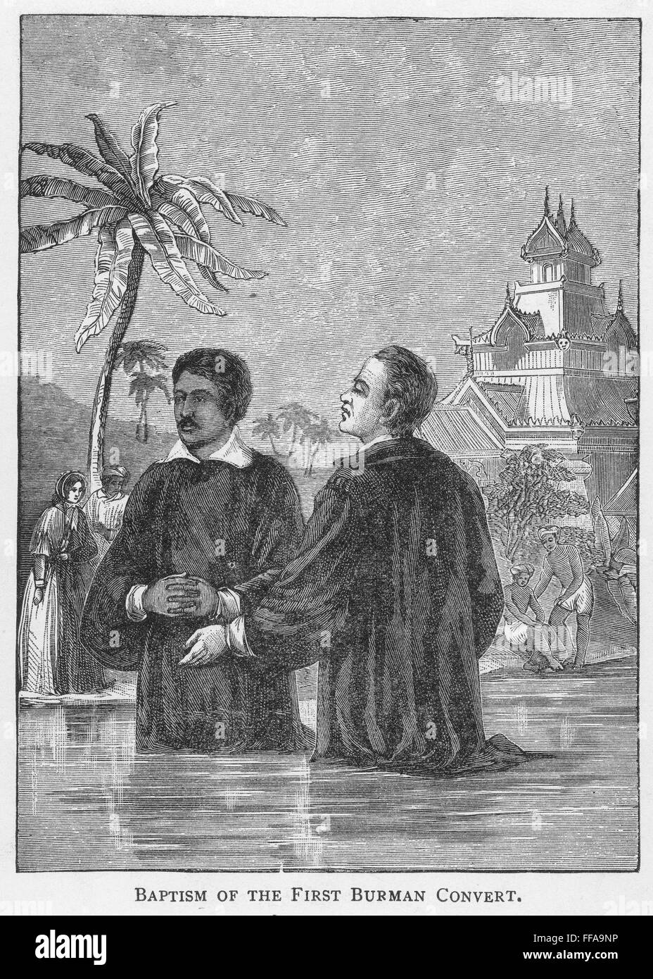 MISSIONARIES: BAPTISM. /nBaptistm of a convert in Burma by the American ...