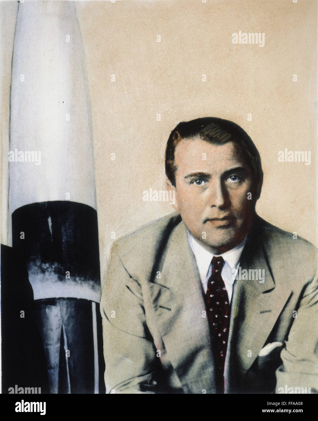 WERNHER von BRAUN /n(1912-1977). German rocket scientist. Oil over a ...