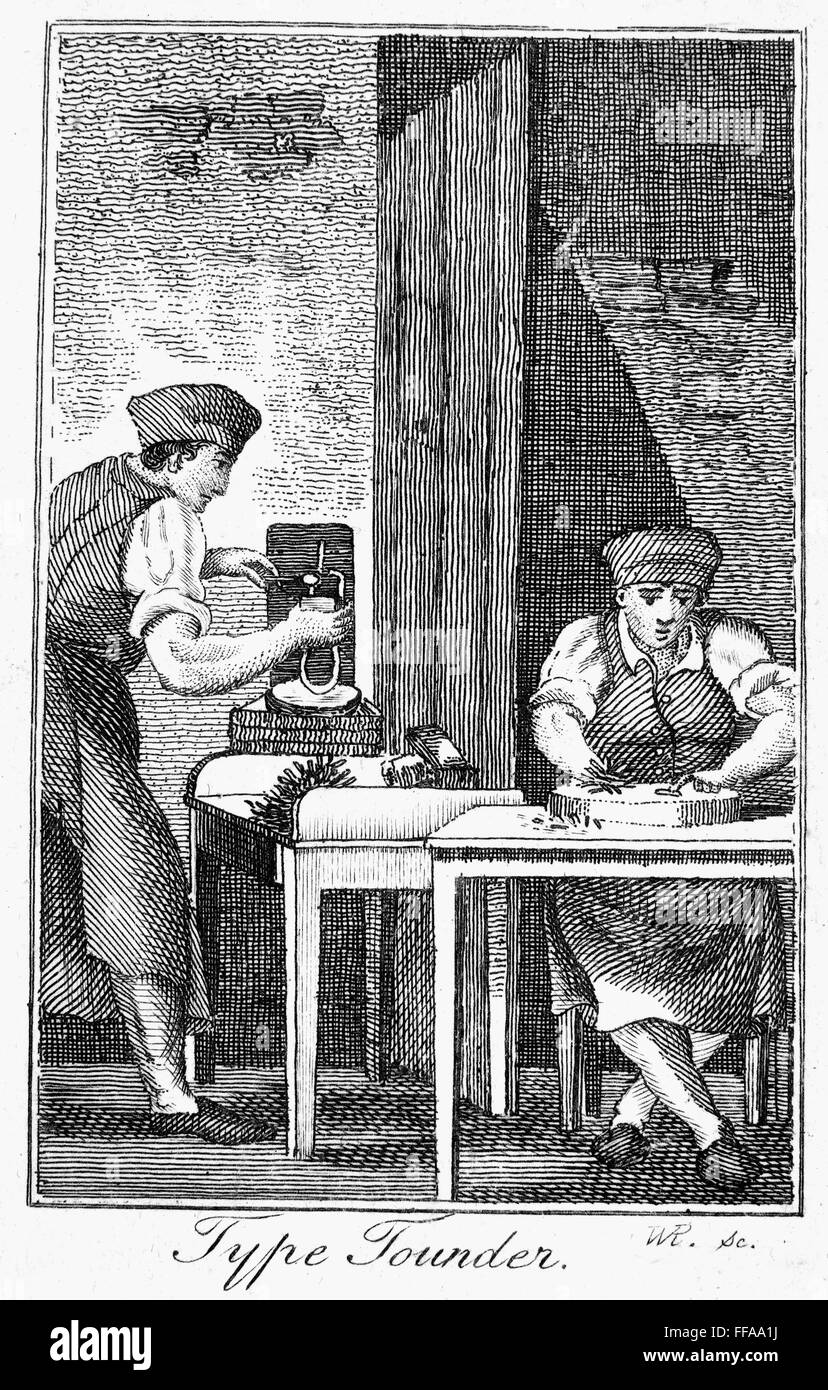 COLONIAL TYPEFOUNDER. /nA colonial American typefounder assisted by an ...