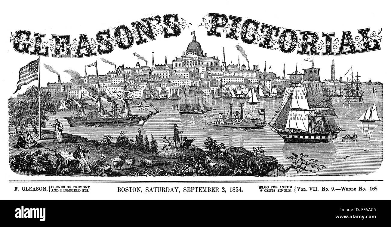 BOSTON HARBOR, 1854. /nFront page of Gleason's Pictorial depicting ...
