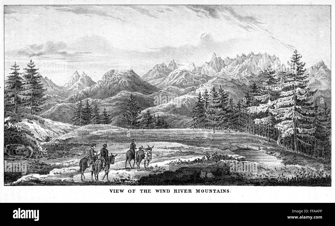 JOHN C. FREMONT EXPEDITION. /nA view of the Wind River Mountains in ...