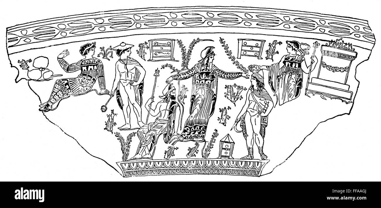 MYTHOLOGY: PERSEUS. /nPerseus finds Andromeda: line engraving after an ...