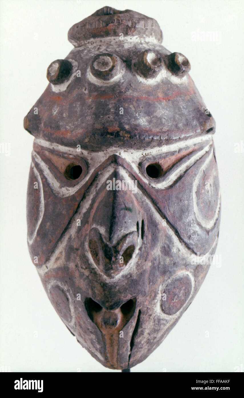 NEW GUINEA: MASK. /nPainted wooden mask, Biwat tribe, Yuat River Stock ...