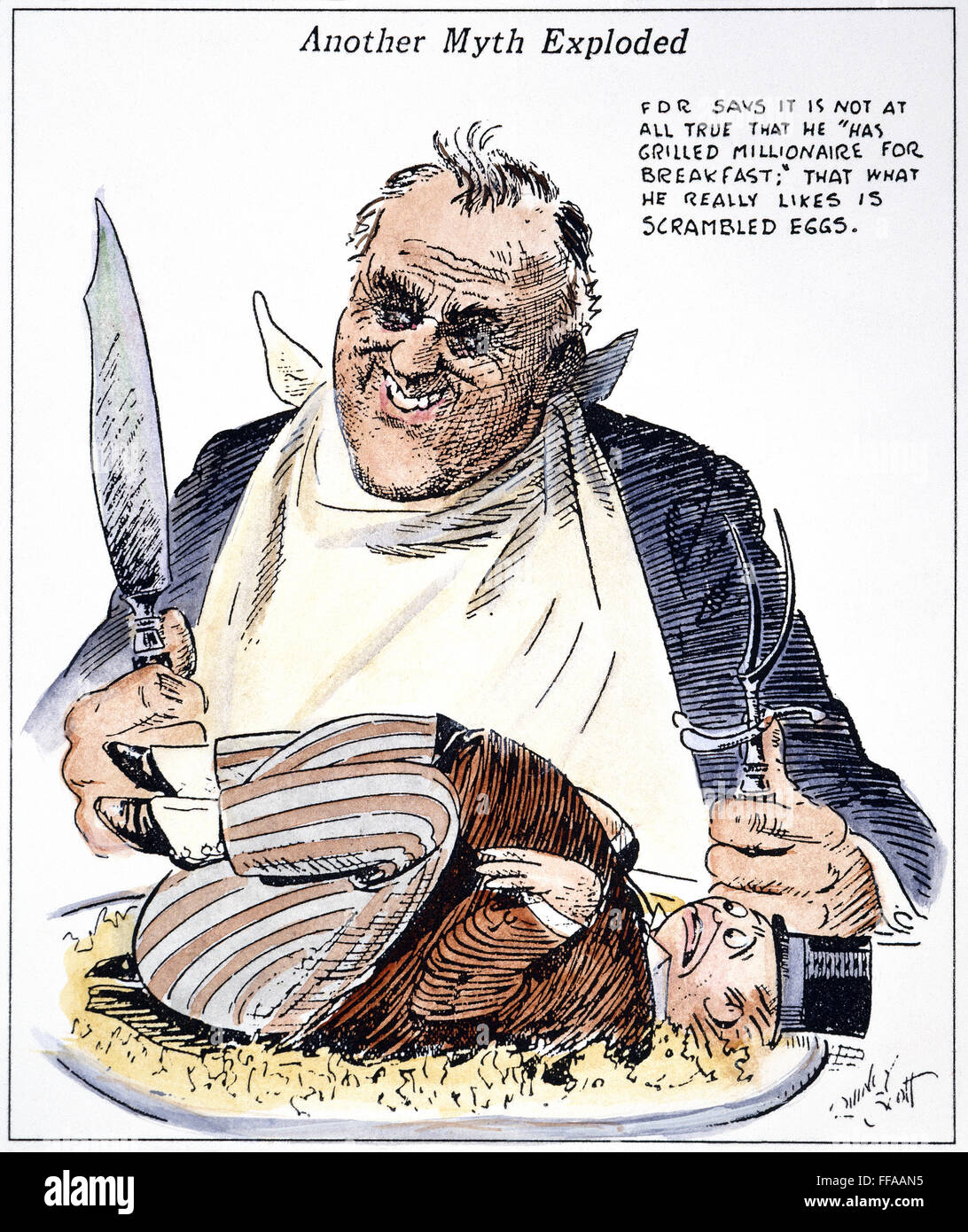 F.D. ROOSEVELT CARTOON. /n'Another Myth Exploded.' American cartoon ...