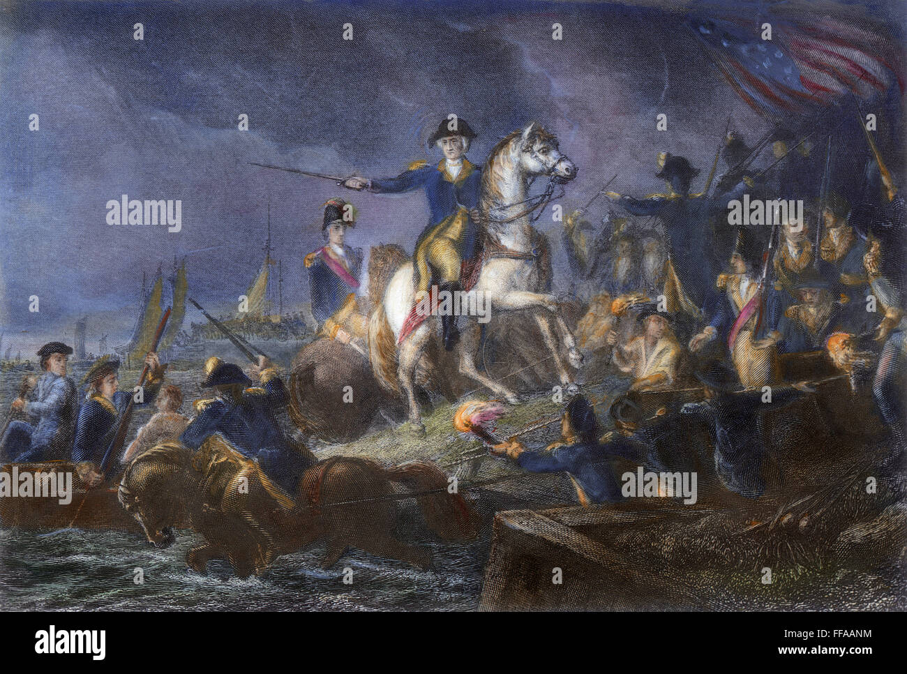 NEW YORK: RETREAT, 1776. /nGeneral George Washington directing the ...
