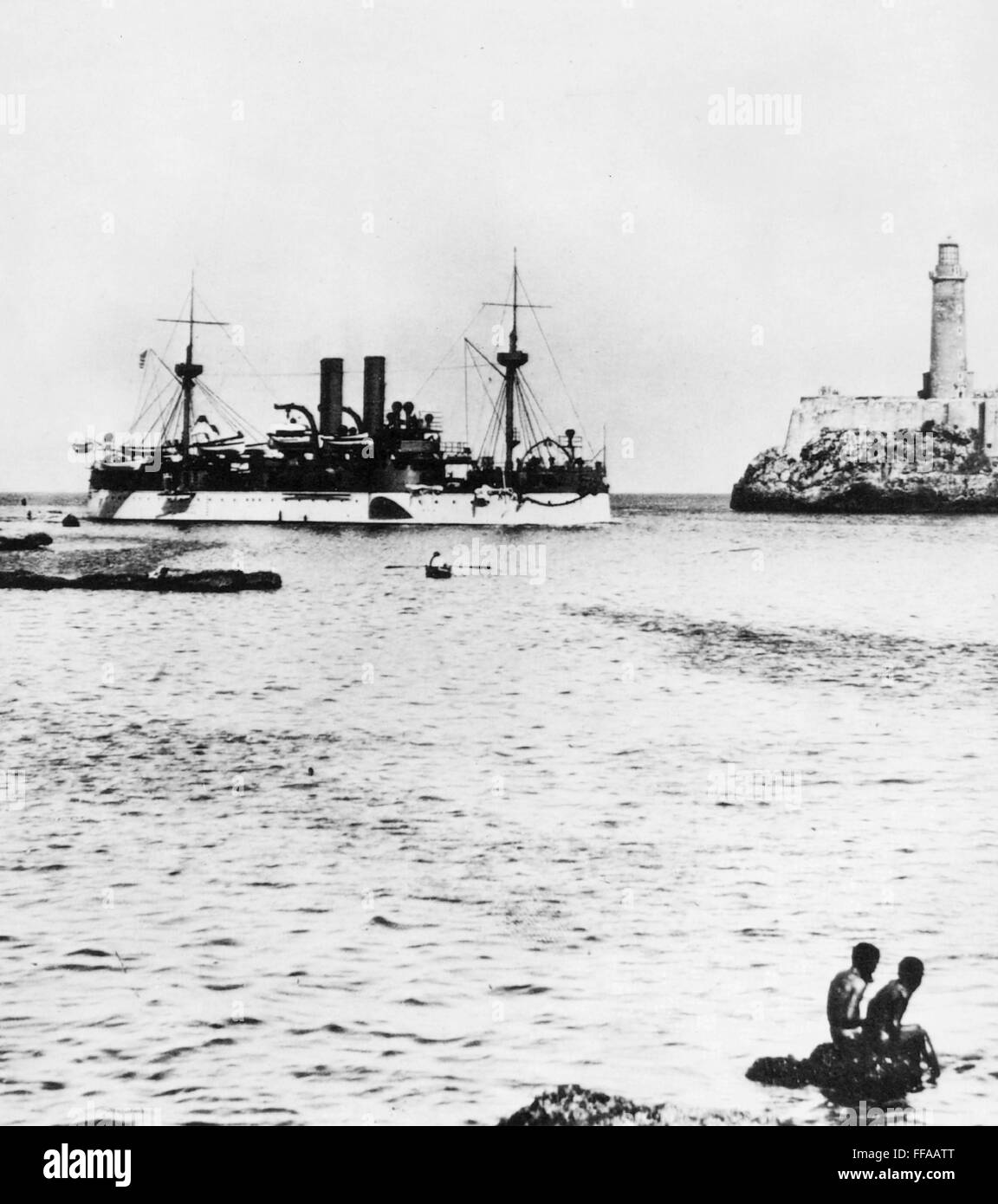 CUBA: U.S.S. MAINE, 1898. /nThe battleship U.S.S. 'Maine,' steaming ...