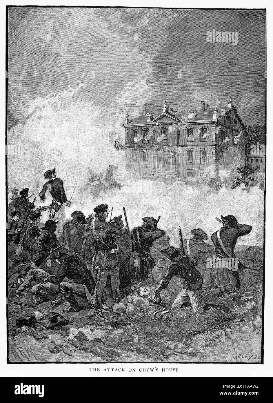BATTLE OF GERMANTOWN, 1777. /nThe American attack on the house of ...