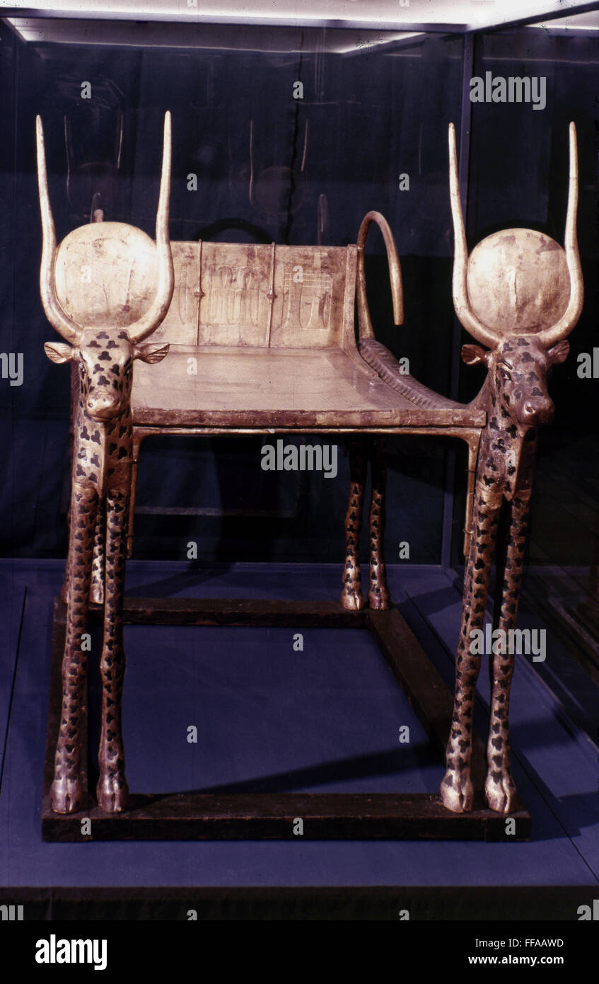 TOMB OF TUTANKHAMEN. /nBed-vehicle evoking the priomordial cow, c1342 B ...