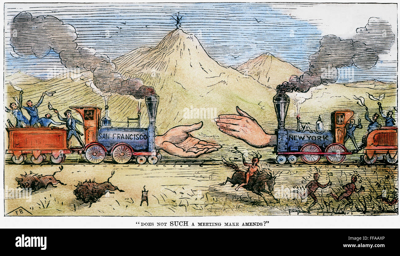 PROMONTORY POINT, 1869. /nContemporary cartoon commemorating the ...