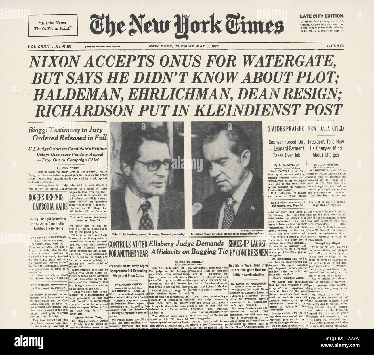RICHARD NIXON (1913-1994). /n37th President of the United States. Front ...