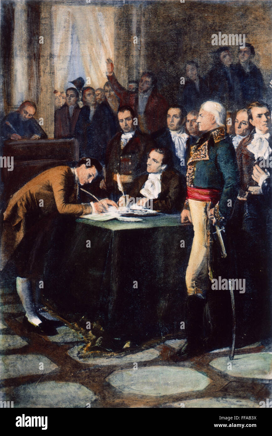 VENEZUELA: INDEPENDENCE. /nThe signing of the Act of Independence in ...