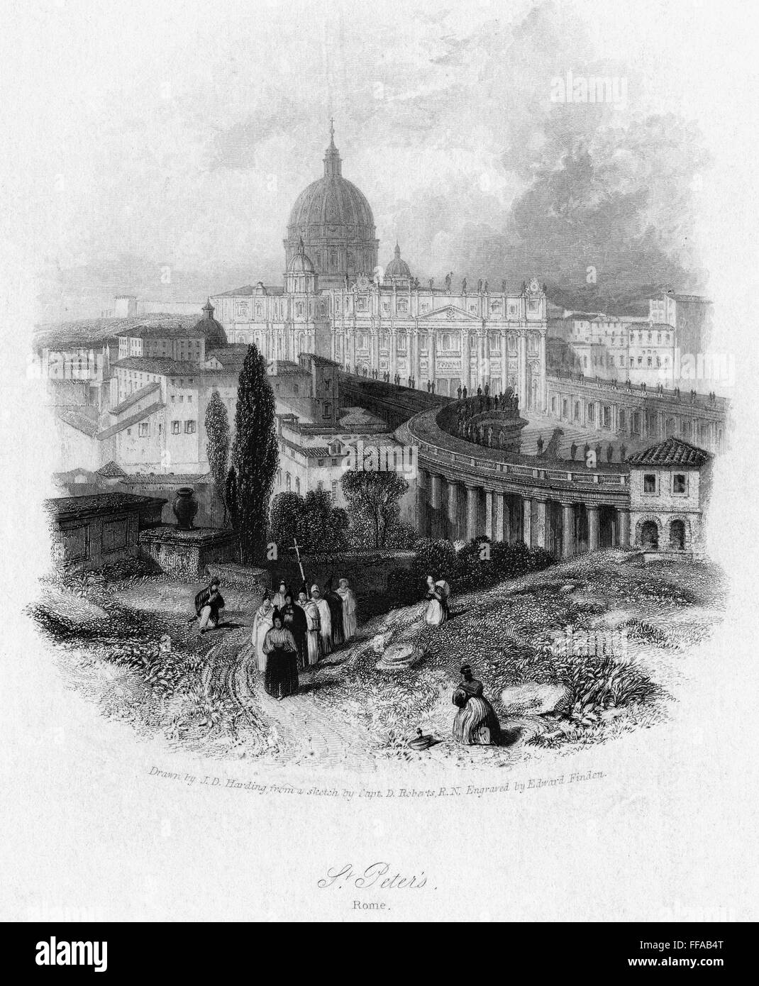 ST. PETER'S BASILICA. /nThe Vatican, Rome, Italy. Steel engraving ...