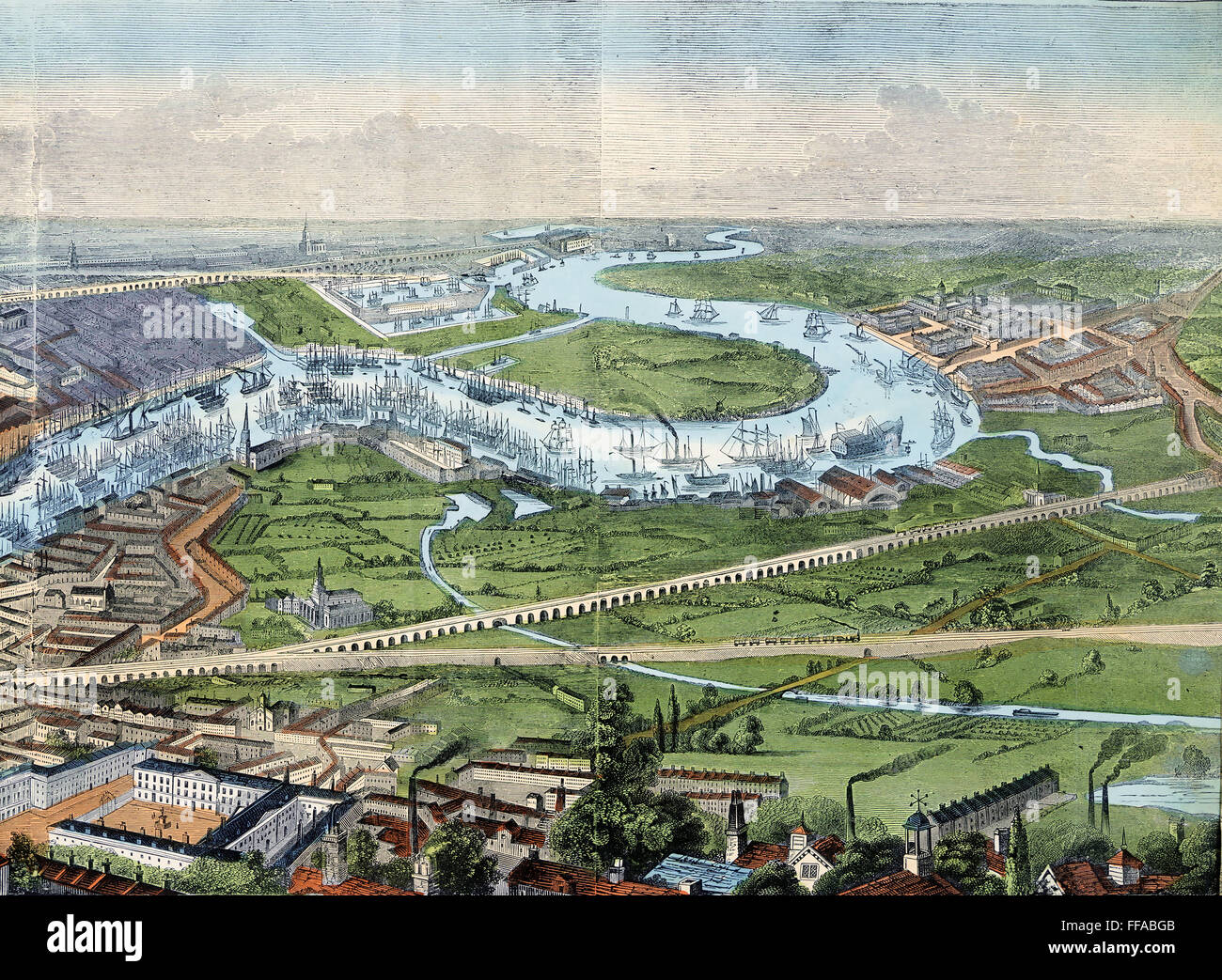 LONDON Panorama published in the Illustrated London News in 1850 ...