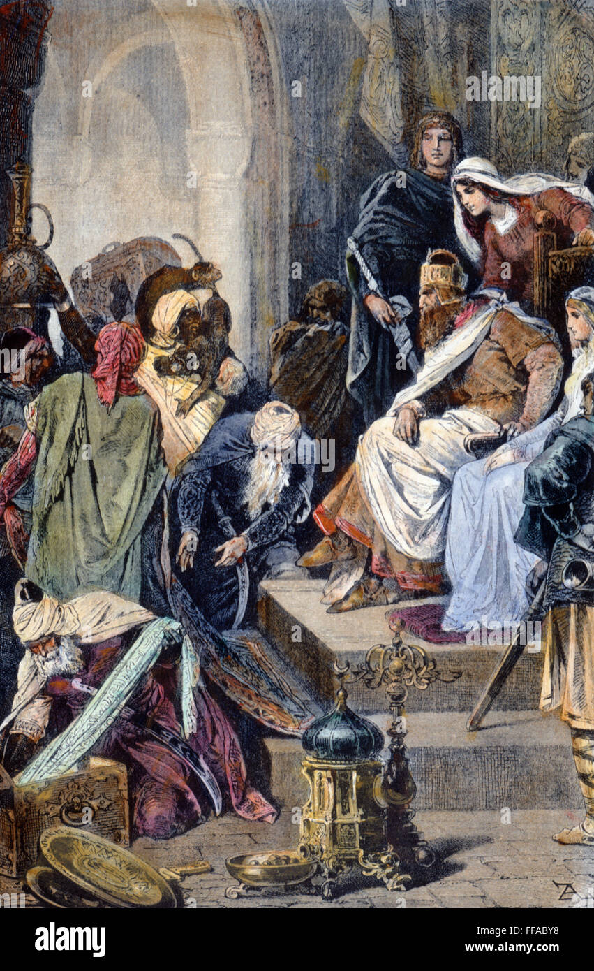 CHARLEMAGNE (742-814) /nCharlemagne receiving an embassy from Harun al ...