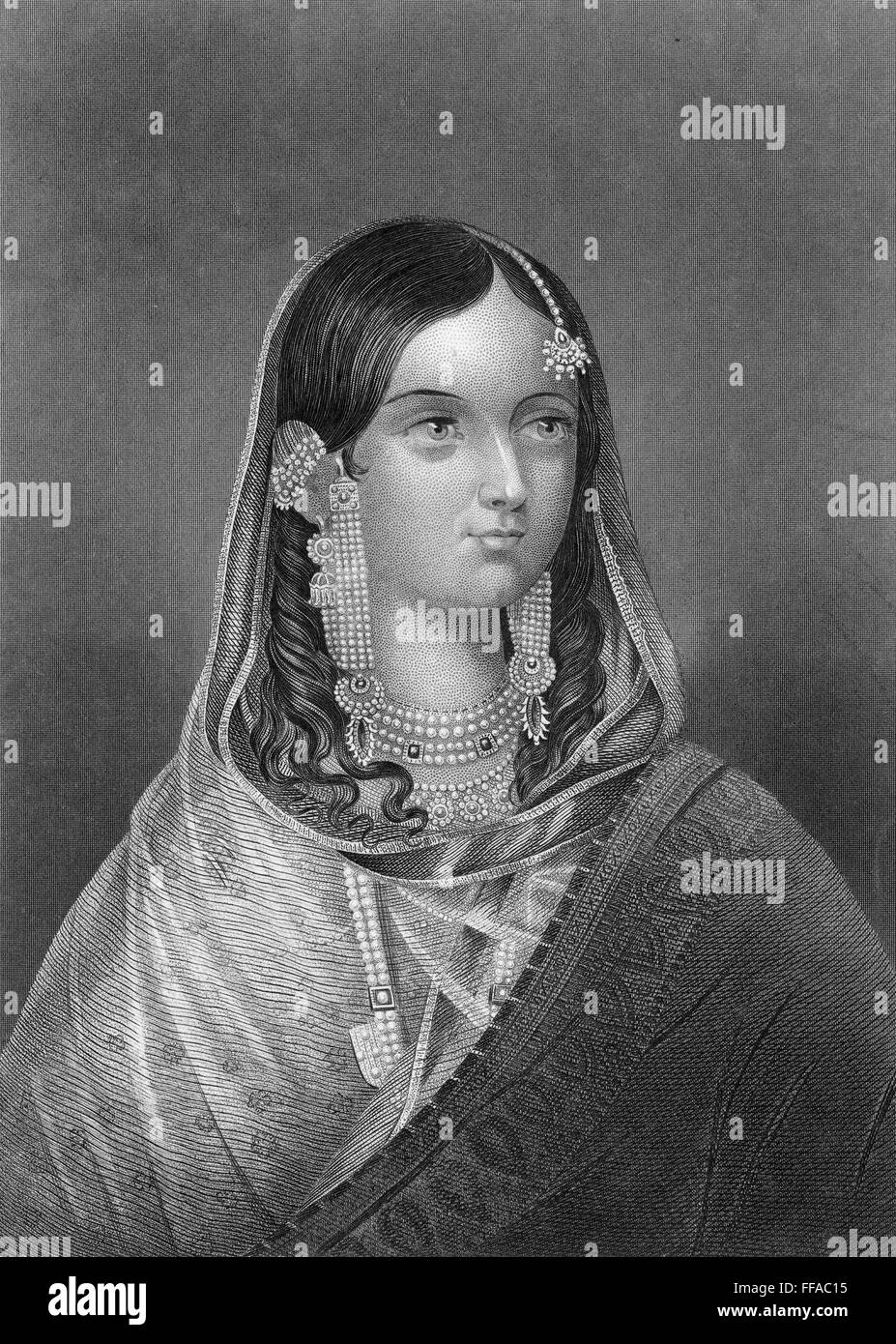 ZINAT MAHAL (d. 1882). /nBegum (Queen) of Delhi. Steel engraving, c1857 ...