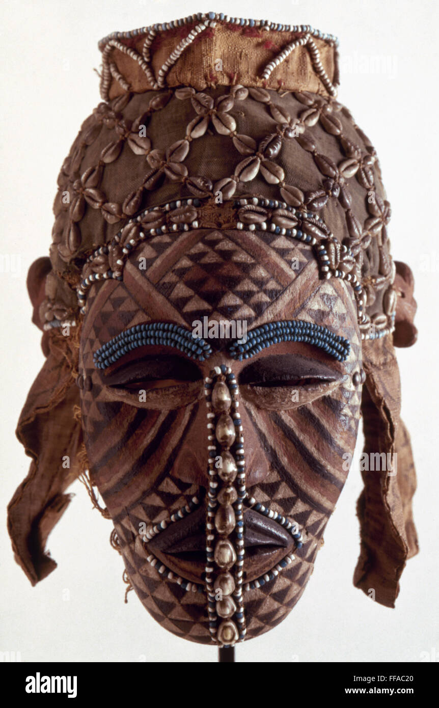 CONGO: AFRICAN MASK. /nAfrican Art: Wooden painted mask. Bakuba, Congo ...