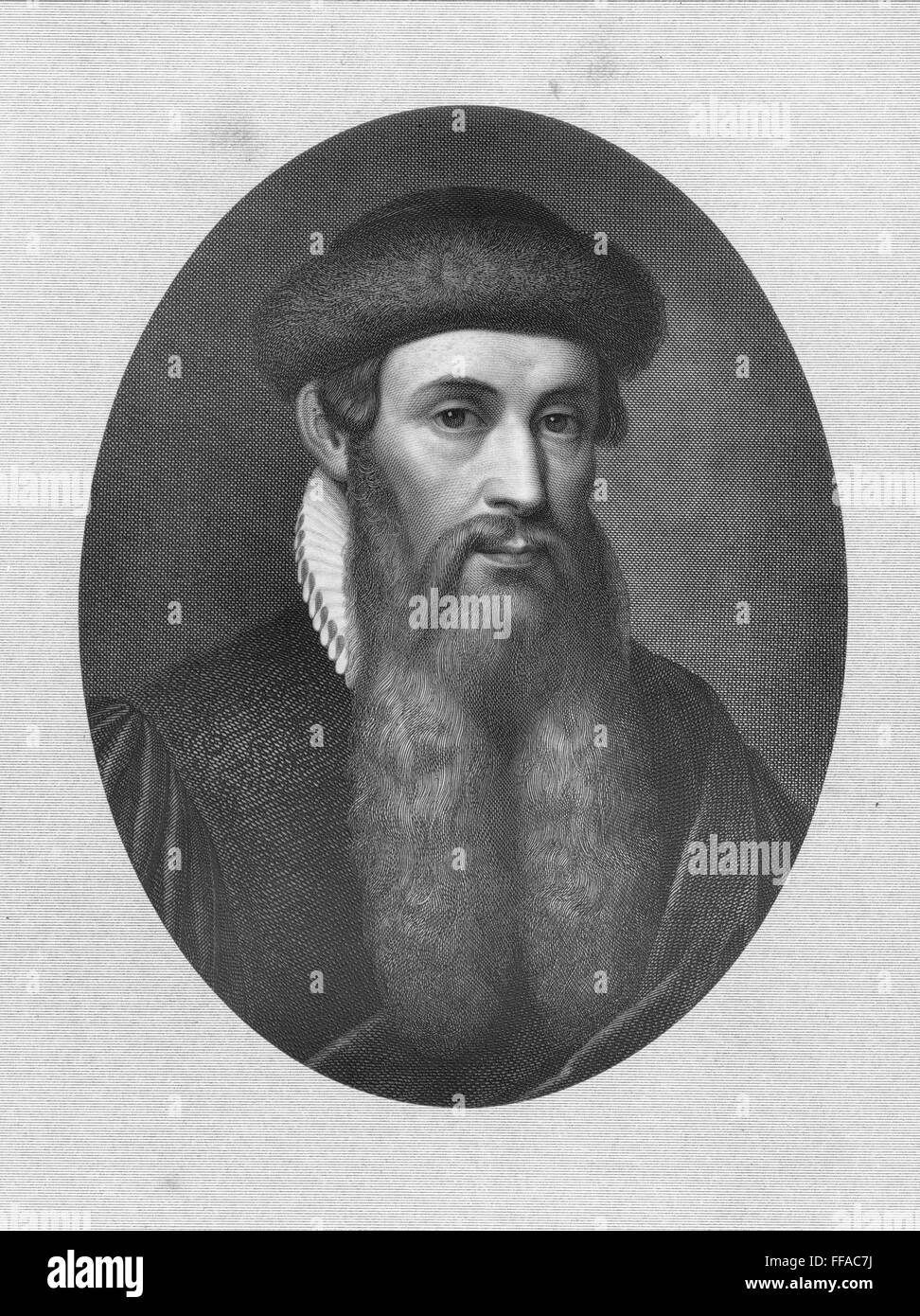 JOHANN GUTENBERG /n(1400?-1468?). German printer. Line engraving Stock ...